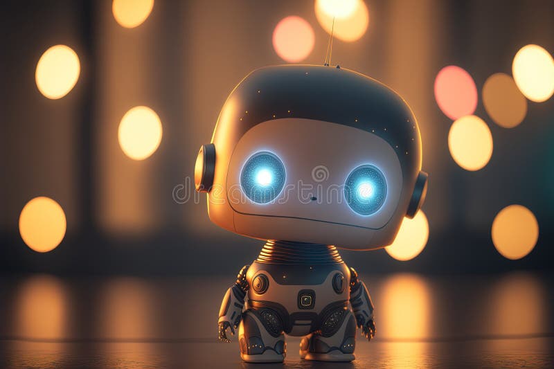 Cute Robot with Bokeh Background. Technology Concept Stock Illustration ...