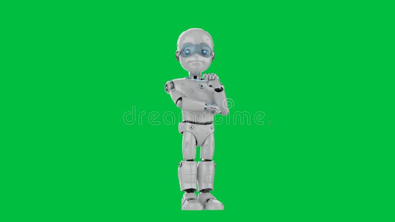 Robot on green screen stock video. Video of cyborg, footage - 190511825