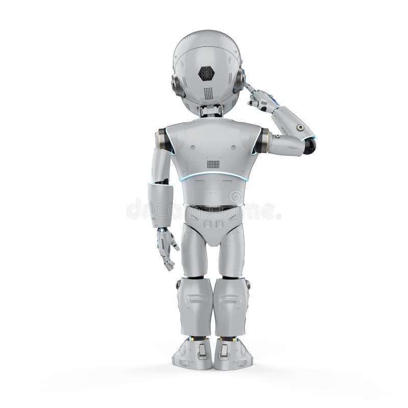 Cute Robot with Cartoon Character Think Stock Illustration ...