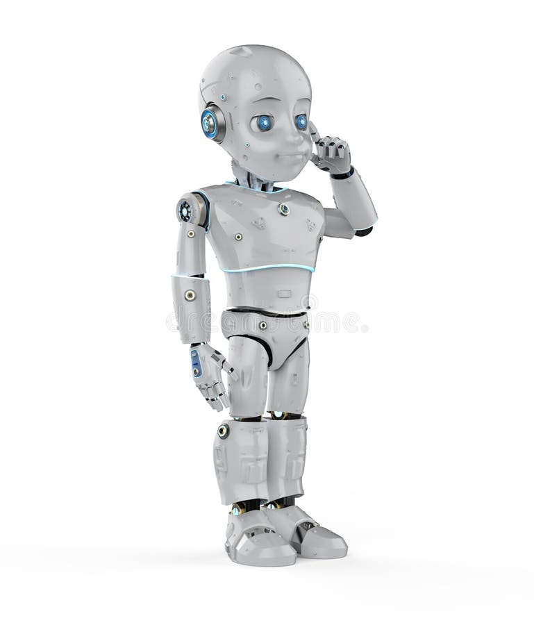 Cute Robot with Cartoon Character Think Stock Illustration ...