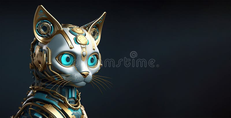 Cute Robot Cat, Future Pet, Panoramic Layout Stock Illustration ...