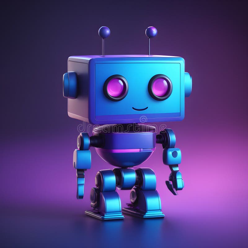 Cute Blue Robot Character , Generative Ai Stock Illustration ...