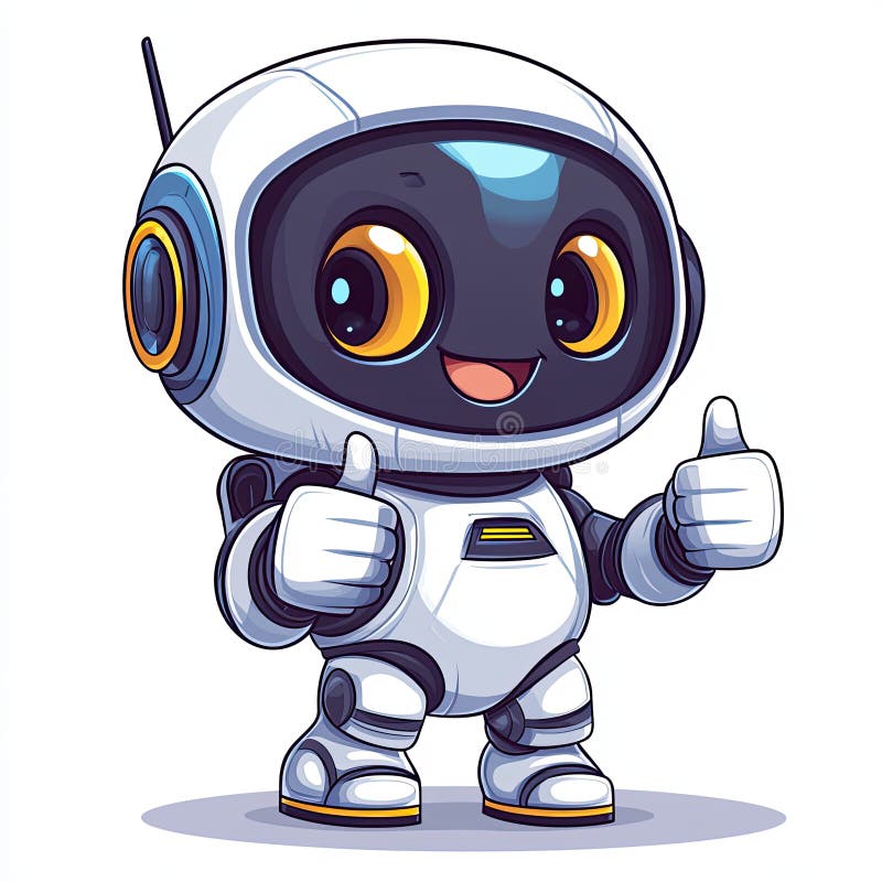Cute Robot Character Giving Thumbs Up, Showcasing Friendly Expression ...