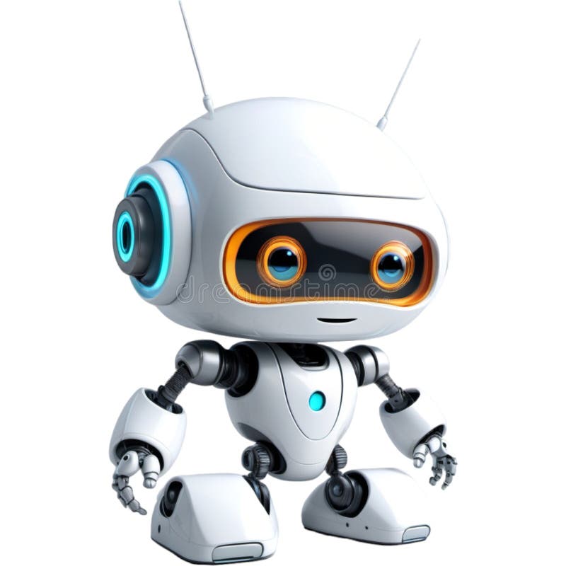 Cute Robot Character Isolated on White Background Stock Illustration ...