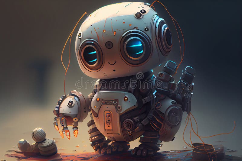 Cute Robot Character. Picture Made by Artificial Intelligence Stock ...