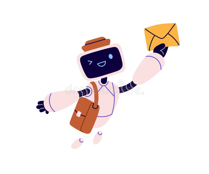 Robot Postman Brought a Letter Stock Illustration - Illustration of ...