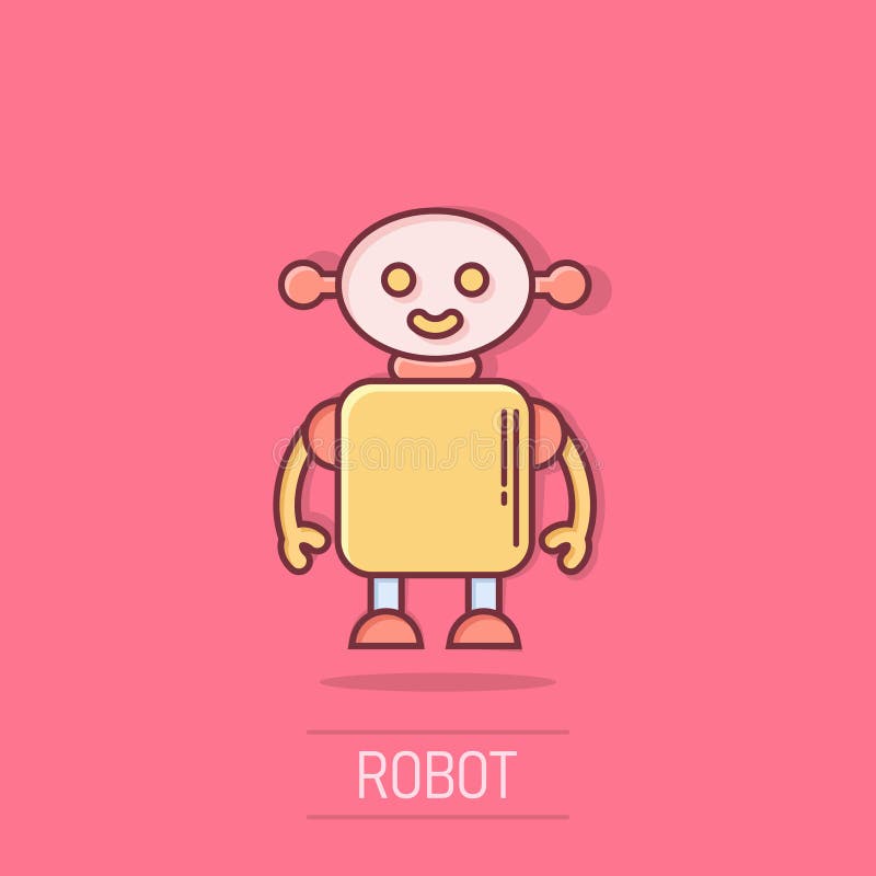 Cute Robot Chatbot Icon in Comic Style. Bot Operator Cartoon Vector ...