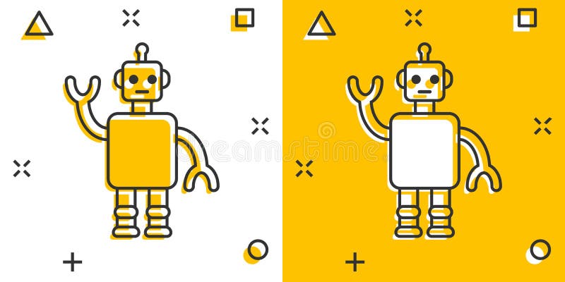 Cute Robot Chatbot Icon in Comic Style. Bot Operator Cartoon Vector ...