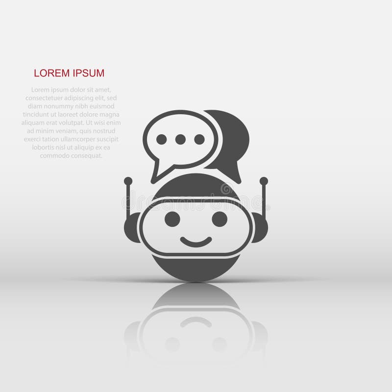 Cute Robot Chatbot Icon in Flat Style. Bot Operator Vector Illustration ...