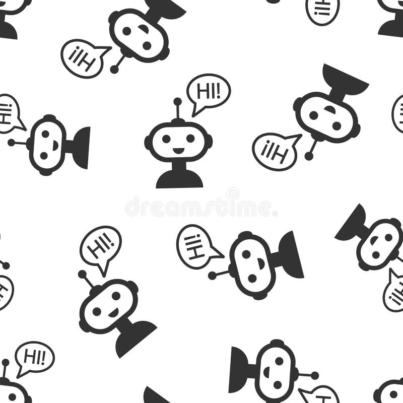 Cute Robot Chatbot Icon Seamless Pattern Background. Bot Operator ...