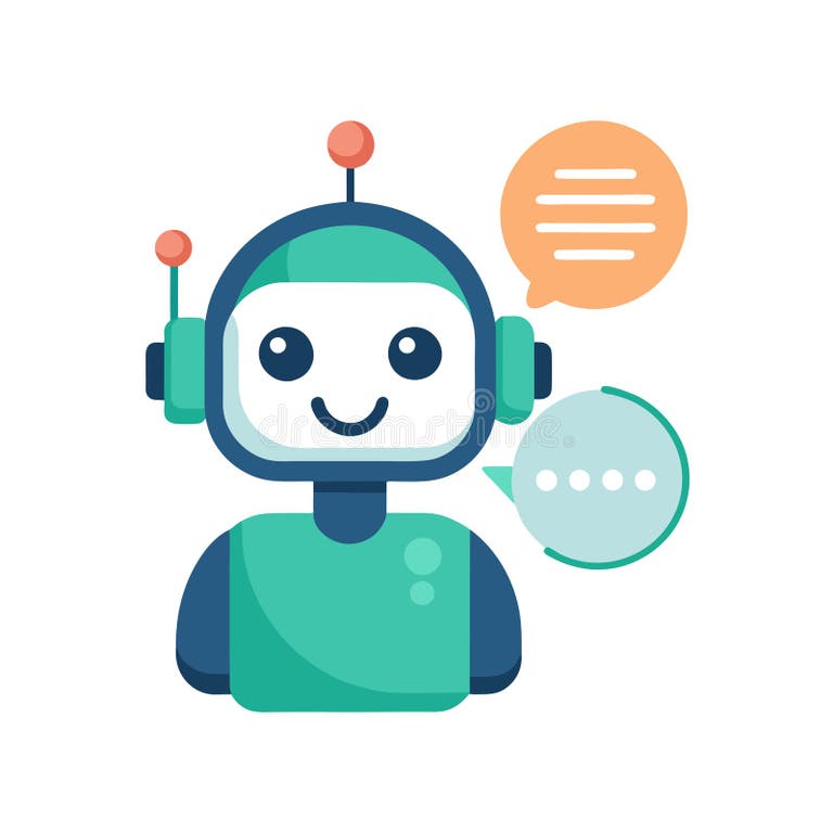 Friendly Robot Chatbot Vector Illustration for Customer Service and AI ...