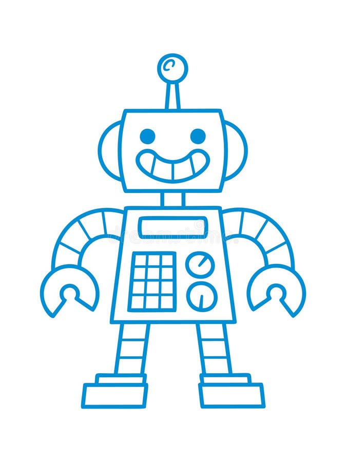 Cute Robot Childish Drawing Scribble Stock Vector - Illustration of ...