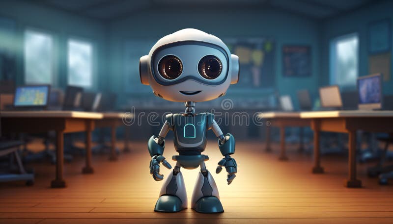 Cute Robot in a Classroom - Generative AI Stock Illustration ...