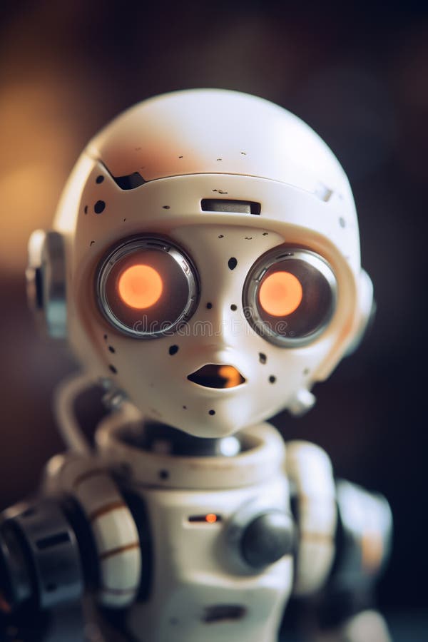 Cute Robot, Closeup. Illustration. Generative AI Stock Illustration ...