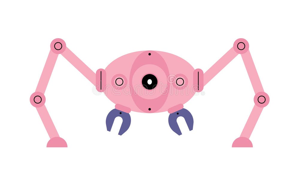 Cute Robot Concept. Pink Virtual Assistant and Robotic Toy. Artificial ...