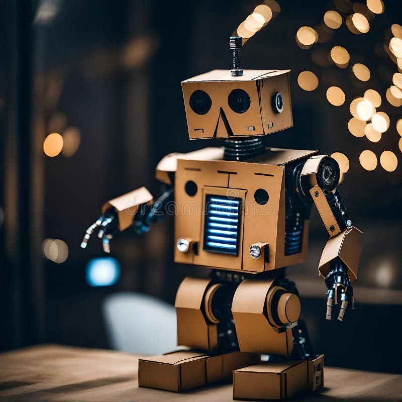 Cute Robot Created with Cardboard - Ai Generated Image Stock ...