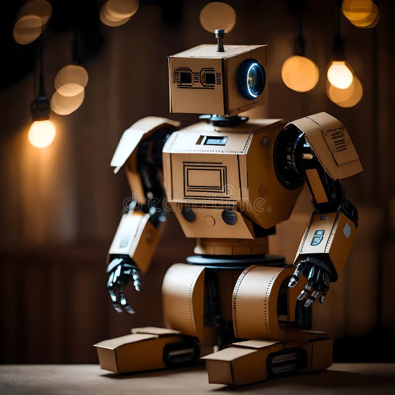 Cute Robot Created with Cardboard - Ai Generated Image Stock ...