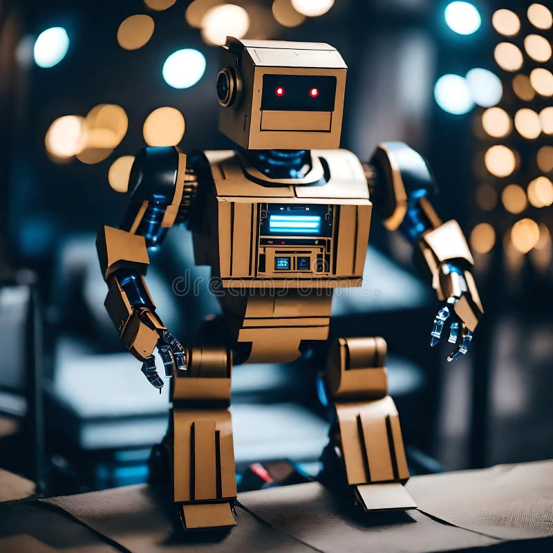 Cute Robot Created with Cardboard - Ai Generated Image Stock ...