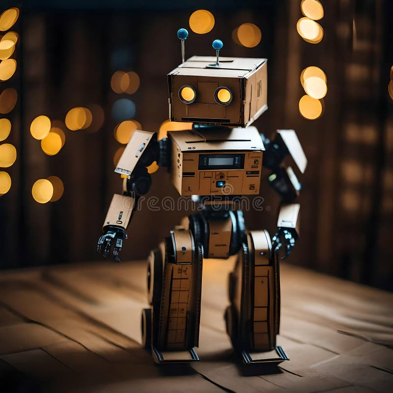 Cute Robot Created with Cardboard - Ai Generated Image Stock ...