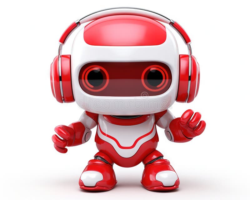 Cute Robot in Different Poses Isolated on a White Background. Stock ...