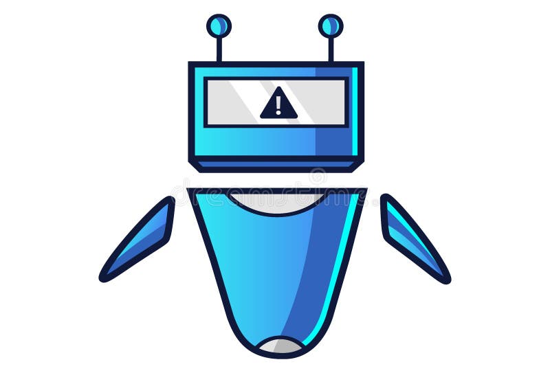 Cute Robot Displaying WARNING Sign! Stock Illustration - Illustration ...