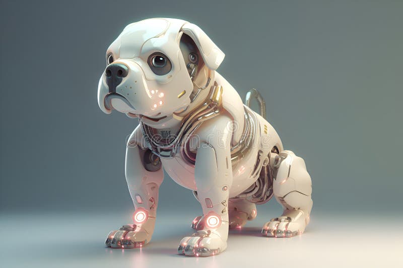 Cute Robot Dog on a Gray Background, Generative AI Stock Illustration ...
