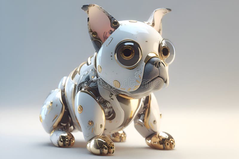 Cute Robot Dog on a White Background, Generative AI Stock Illustration ...