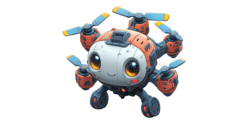 Cute Robot Drone Isolated on Transparent Background Stock Photo - Image ...