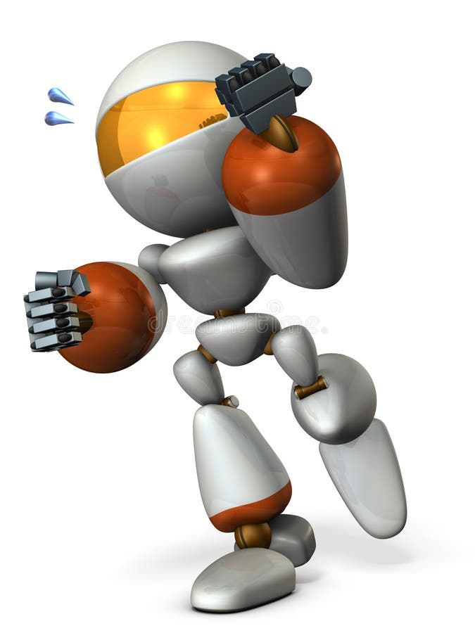 A cute robot is excited. stock illustration. Illustration of hard ...