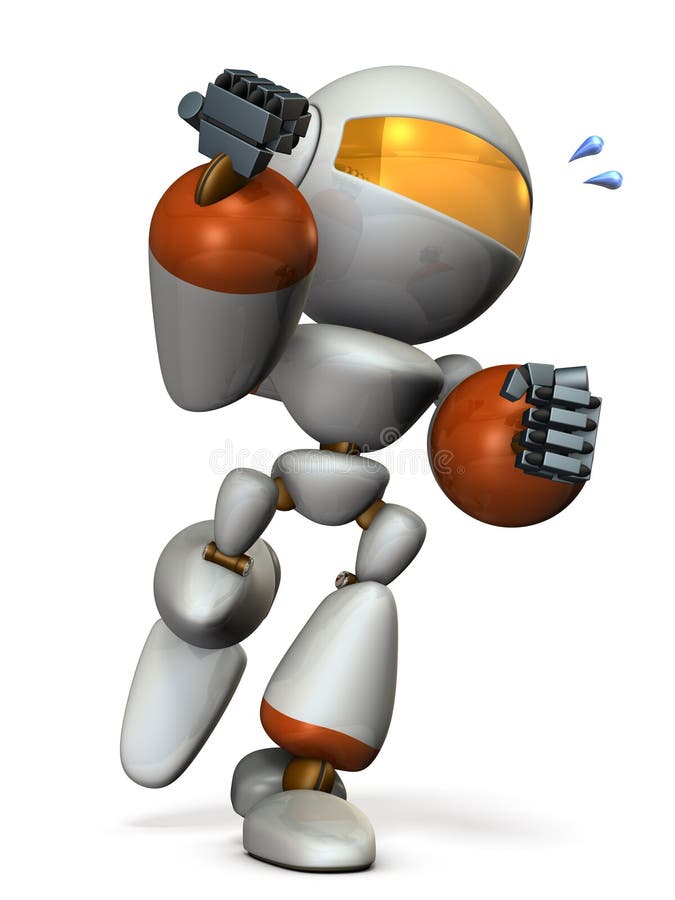 A cute robot is excited. stock illustration. Illustration of ...