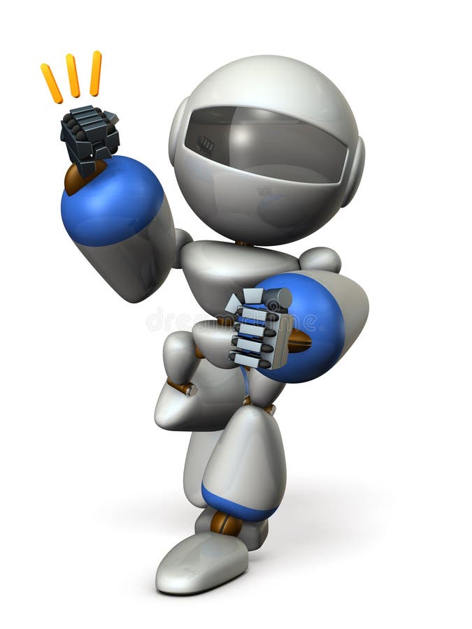 A cute robot is excited. stock illustration. Illustration of excitement ...