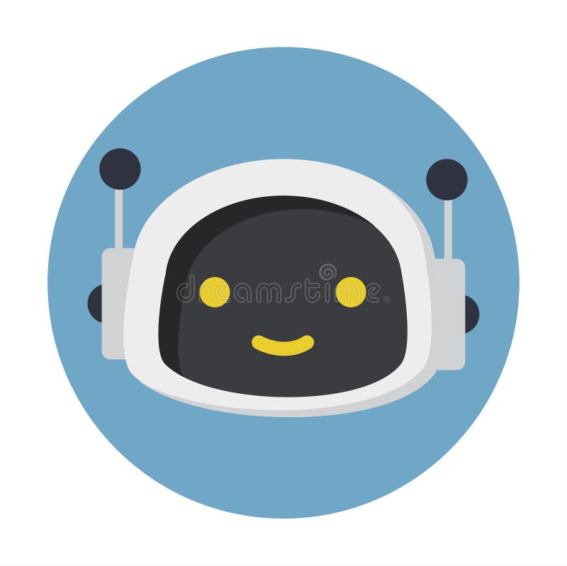 Cute Robot Face Icon Flat Style Cartoon Character Stock Vector ...