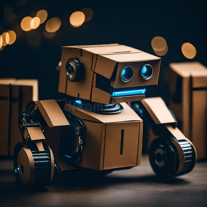 Cute Robot Created with Cardboard - Ai Generated Image Stock ...