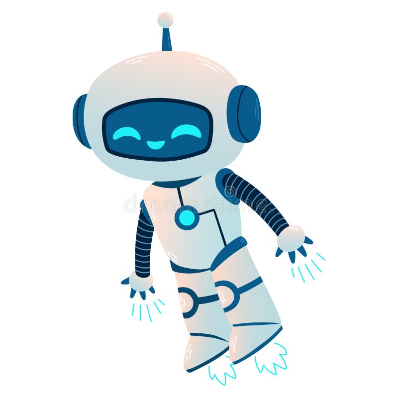 Cute Robot Flying. Cartoon Science Technology Concept Isolated Vector ...