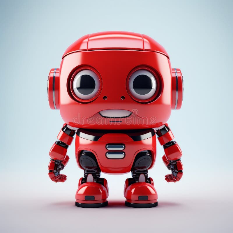 Shiny Little Red Robot: a Cute and Innovative Illustration Stock ...