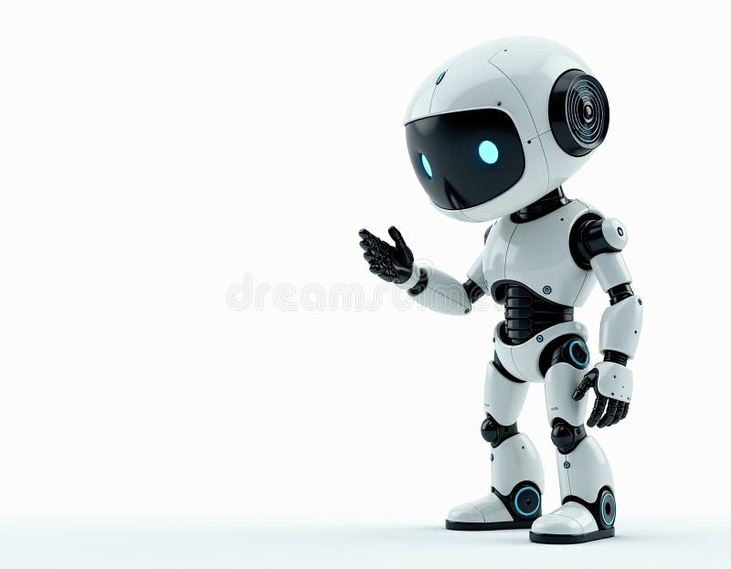 Cute Robot Gesturing Friendly AI Character White Robot Technology ...