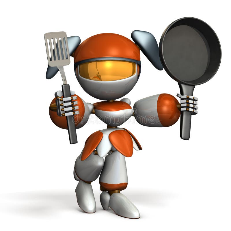 That Cute Robot is Good at Cooking. Stock Illustration - Illustration ...