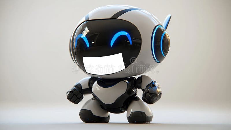 Cute Robot, Happy Expression, Futuristic Design Stock Illustration ...