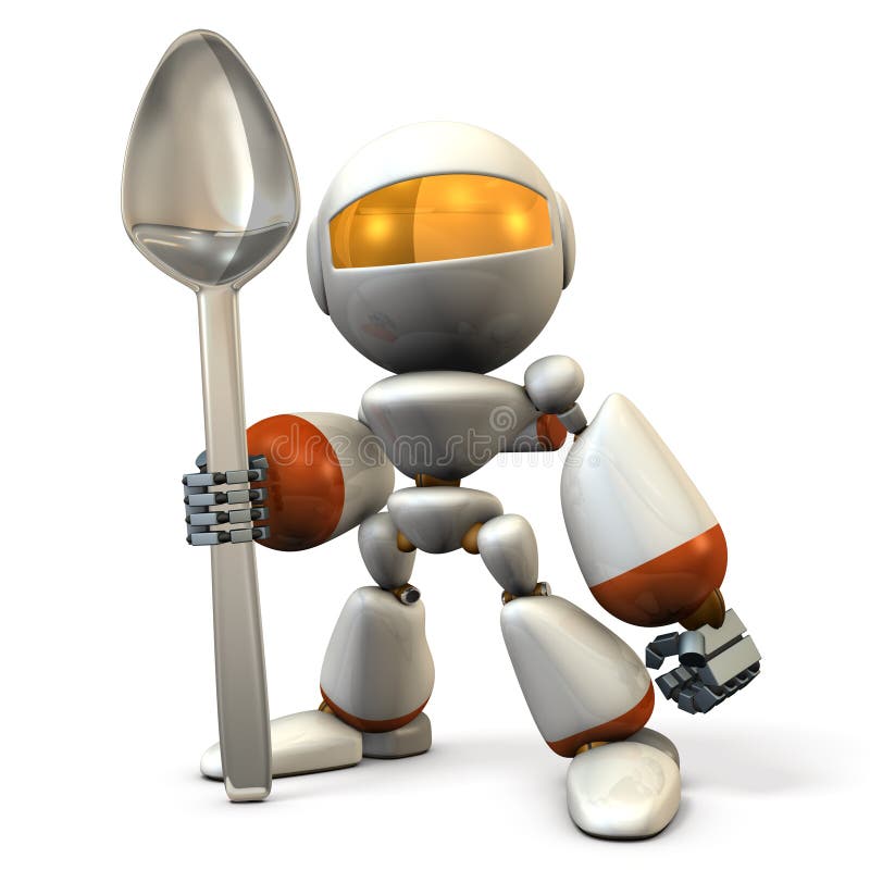 The Cute Robot Can Easily Lift a Heavy Weight Easily. Stock ...