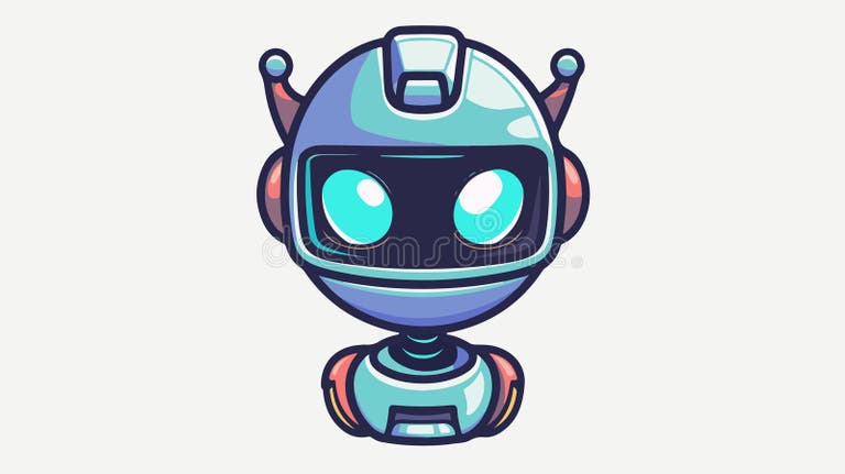 Adorable Robot Head Cartoon Vector Illustration for Creative Projects ...