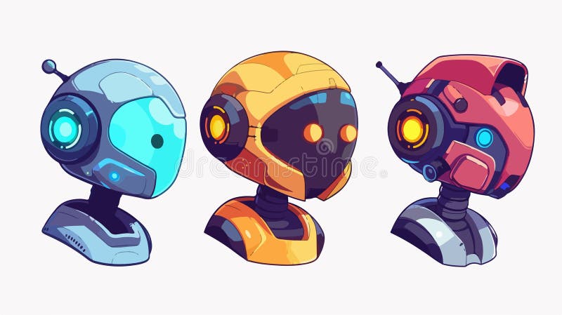 Cute Cartoon Robot Head Vector Illustration for Creative Designs Stock ...