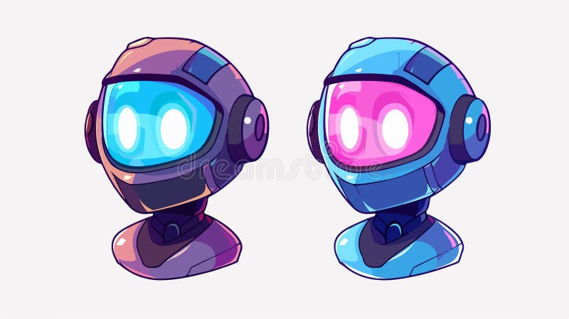 Cute Cartoon Robot Head Vector Illustration for Creative Designs Stock ...