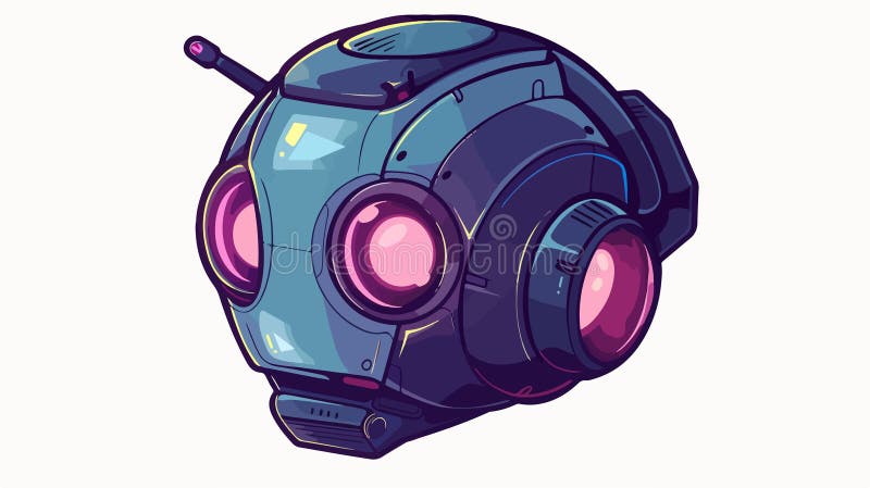 Cute Cartoon Robot Head Vector Illustration for Creative Designs Stock ...