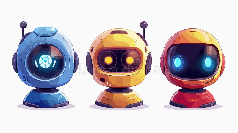 Cute Cartoon Robot Head Vector Illustration for Creative Designs Stock ...