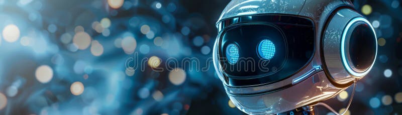 Cute Robot Head Glowing Eyes Digital Interface AI Artificial ...