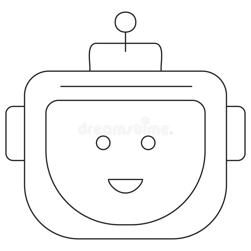 Cute Robot Head Icon. Thin Line Vector Illustration Stock Vector ...