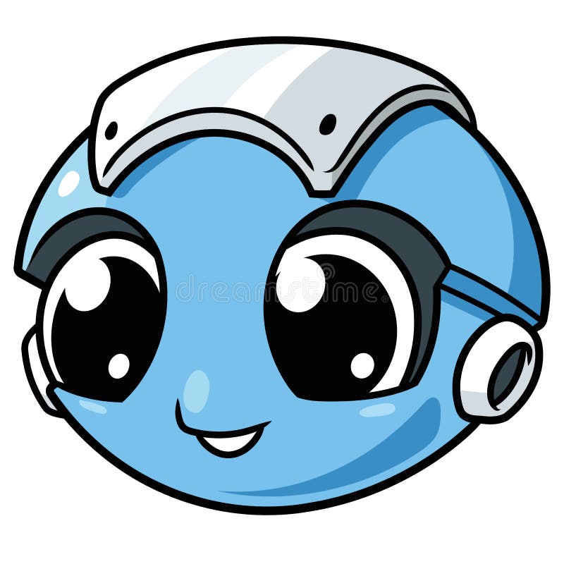 Cute Robot Head Illustration on White Background Stock Vector ...