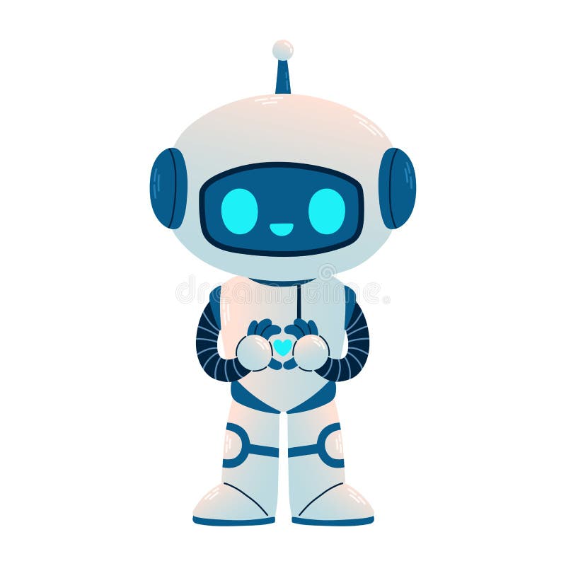 Cute Robot with Heart. Cartoon Science Technology Concept Isolated ...