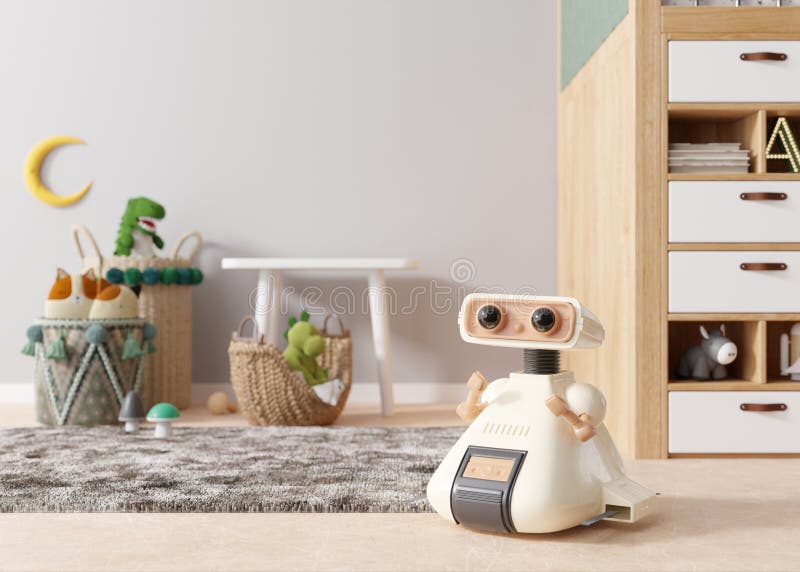 Cute Robot at Home, in Kids Room. Artificial Intelligence for Education ...
