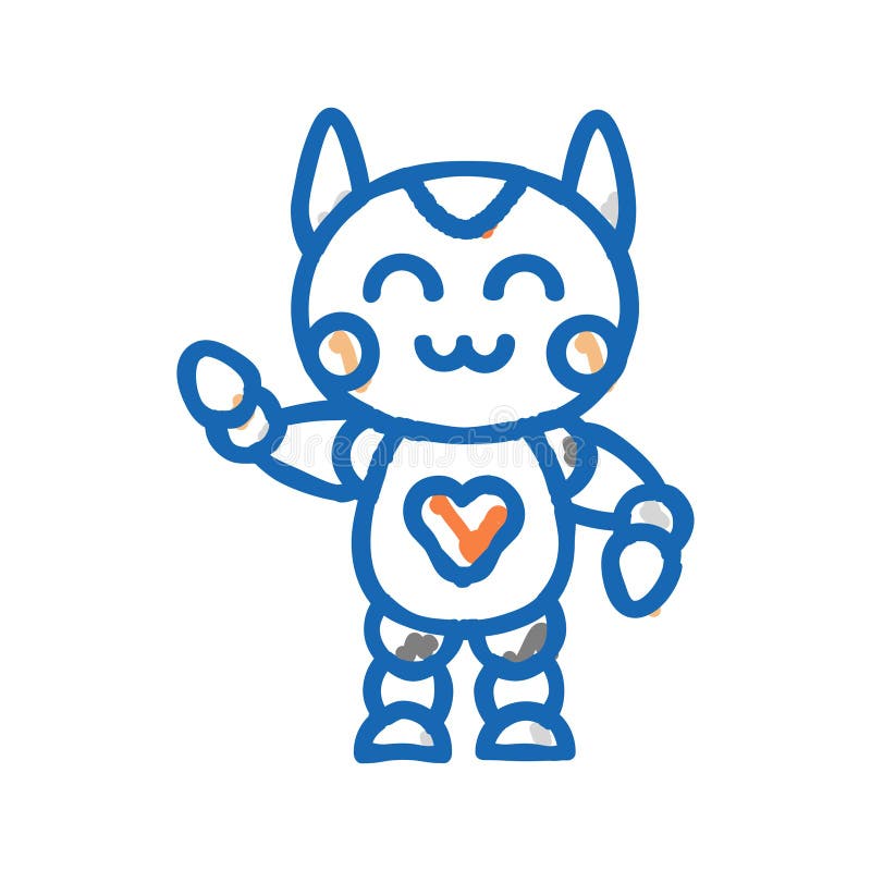 Cute Robot Icon Doodle Illustration Stock Illustration - Illustration ...